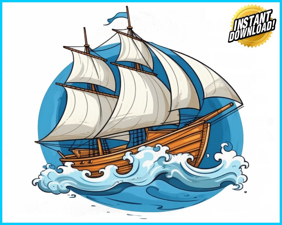 Original Colorful Sailboats Clip Art Designs HD PNG Image Bundle - T ...