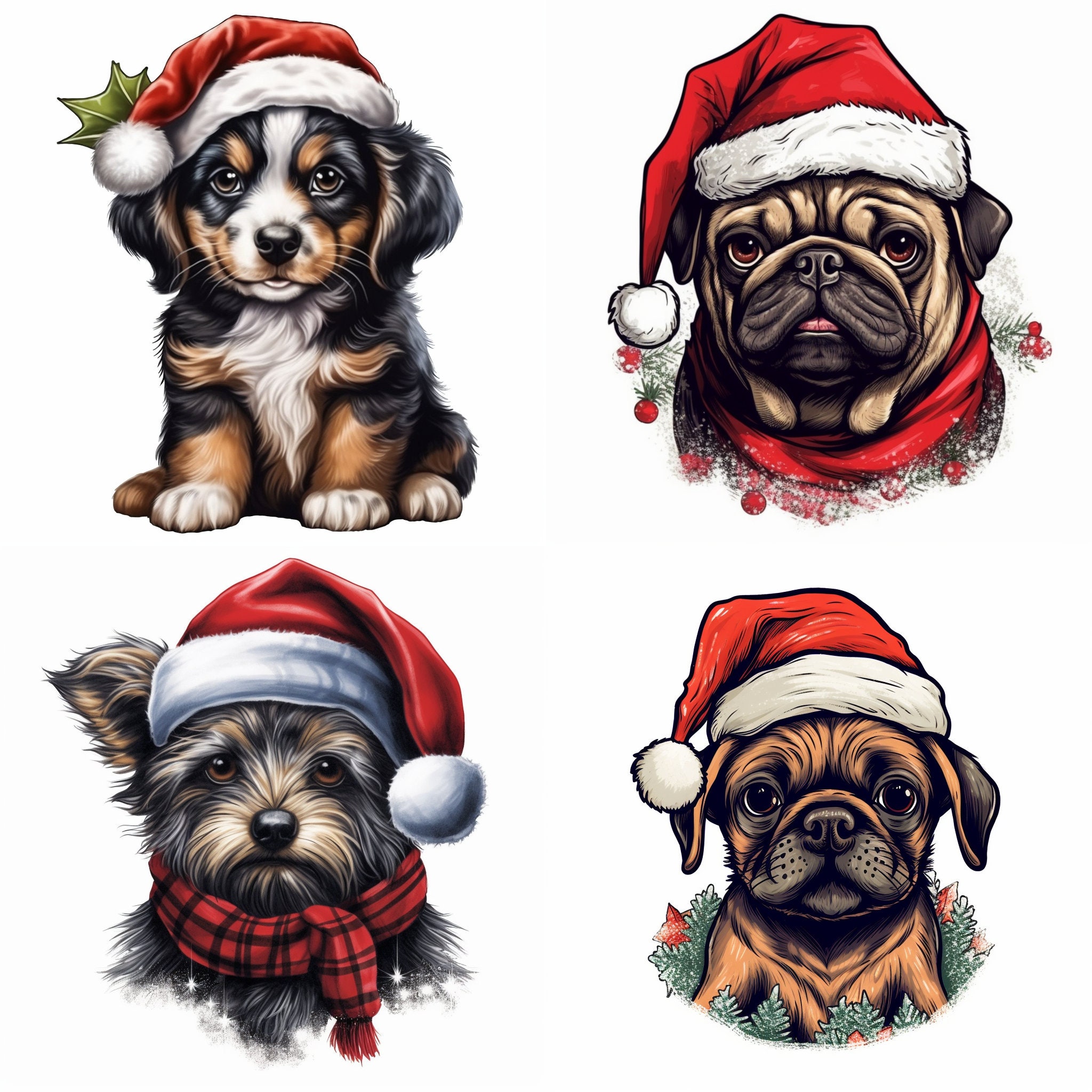 200 Christmas Dogs PNG Bundle. Instant Digital Download HD Clip Art ...