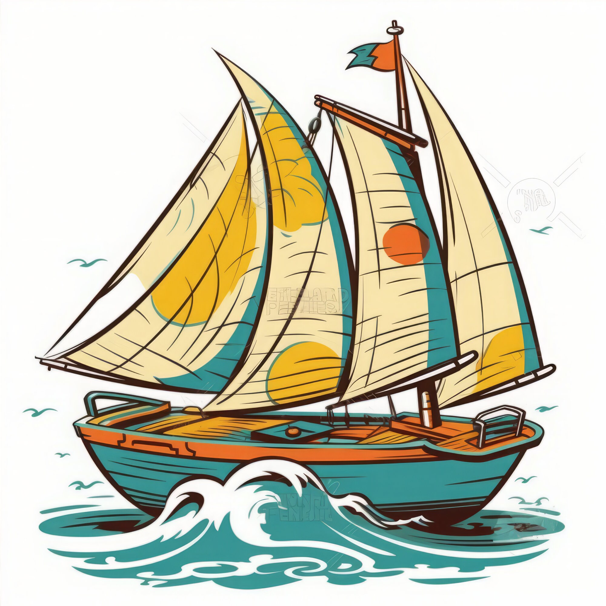 Original Colorful Sailboats Clip Art Designs HD PNG Image Bundle - T ...