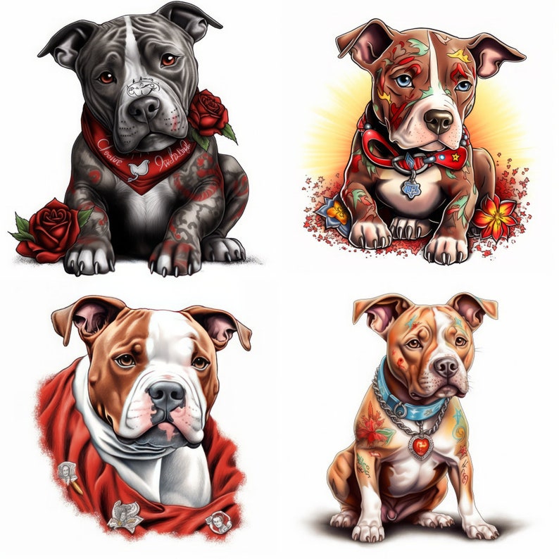 200 Original Cute Colorful Pit Bull Dogs Clip Art Designs HD PNG Image ...