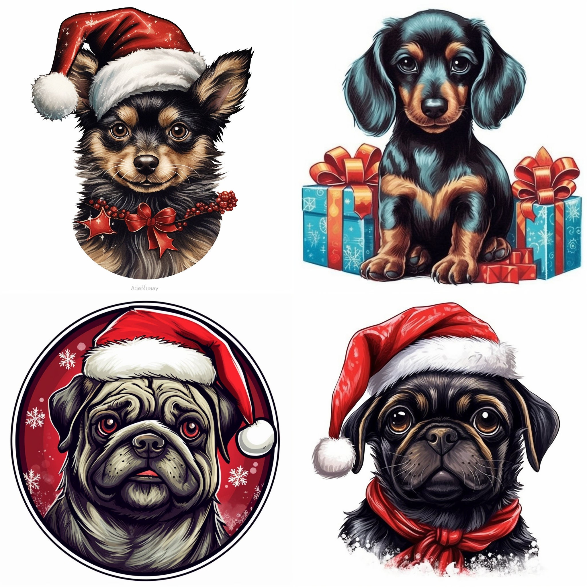 200 Christmas Dogs PNG Bundle. Instant Digital Download HD Clip Art ...