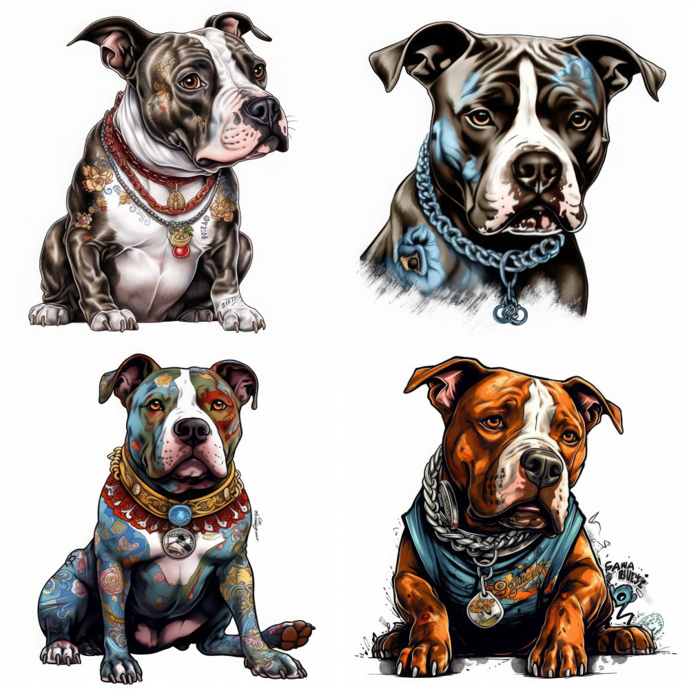 200 Original Cute Colorful Pit Bull Dogs Clip Art Designs HD PNG Image ...