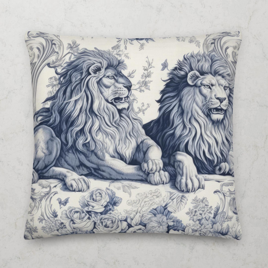 Toile De Jouy Pattern Premium Throw Pillow by French Designer Veronica ...