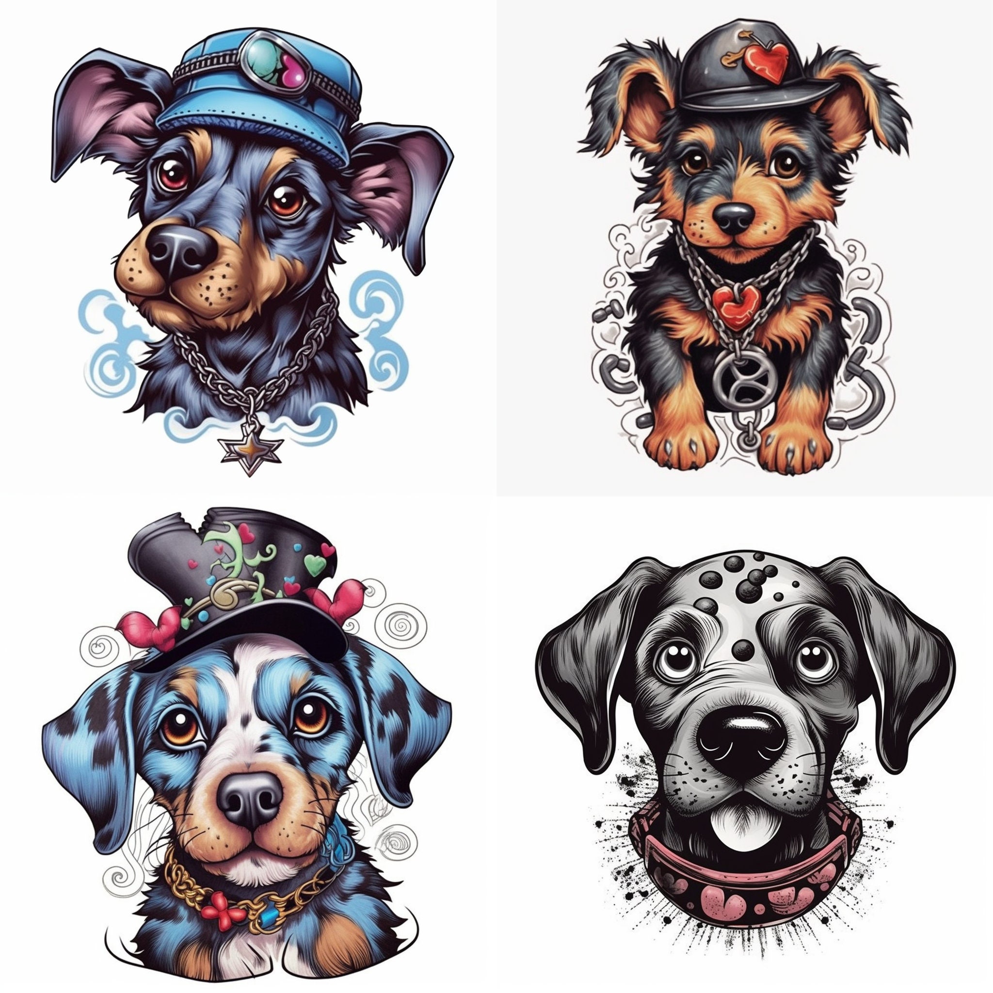200 Original Cute Colorful Dogs Clip Art Designs HD PNG Image Bundle ...