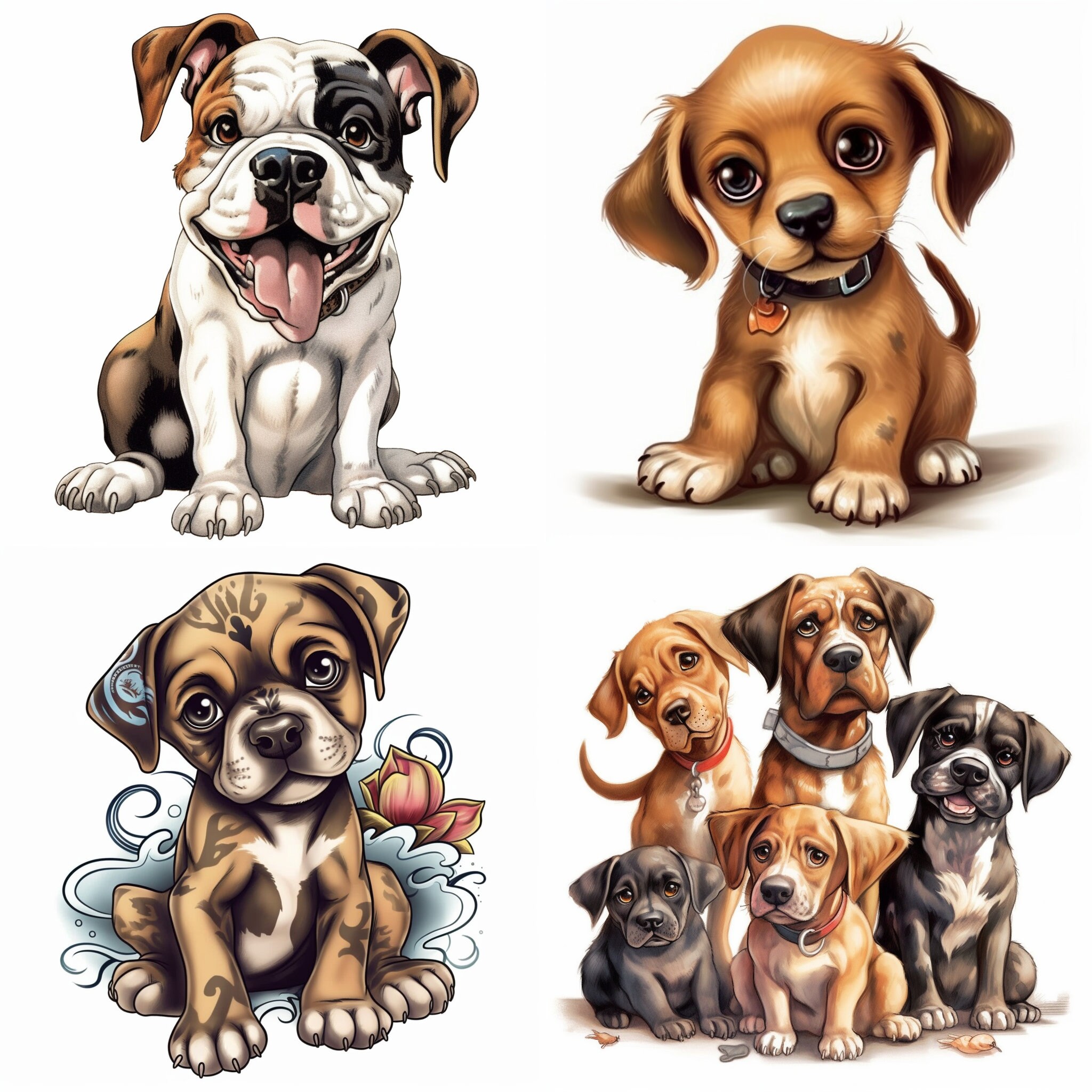 200 Original Cute Colorful Dogs Clip Art Designs HD PNG Image Bundle ...