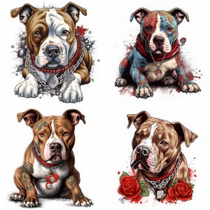 200 Original Cute Colorful Pit Bull Dogs Clip Art Designs HD PNG Image ...
