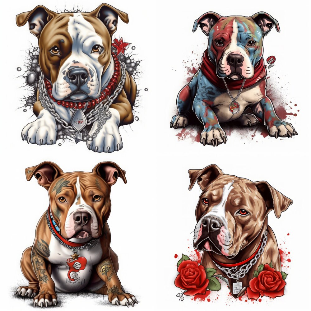 200 Original Cute Colorful Pit Bull Dogs Clip Art Designs HD PNG Image ...