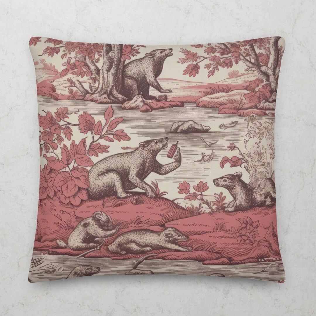 Toile De Jouy Pattern Premium Throw Pillow by French Designer Veronica ...