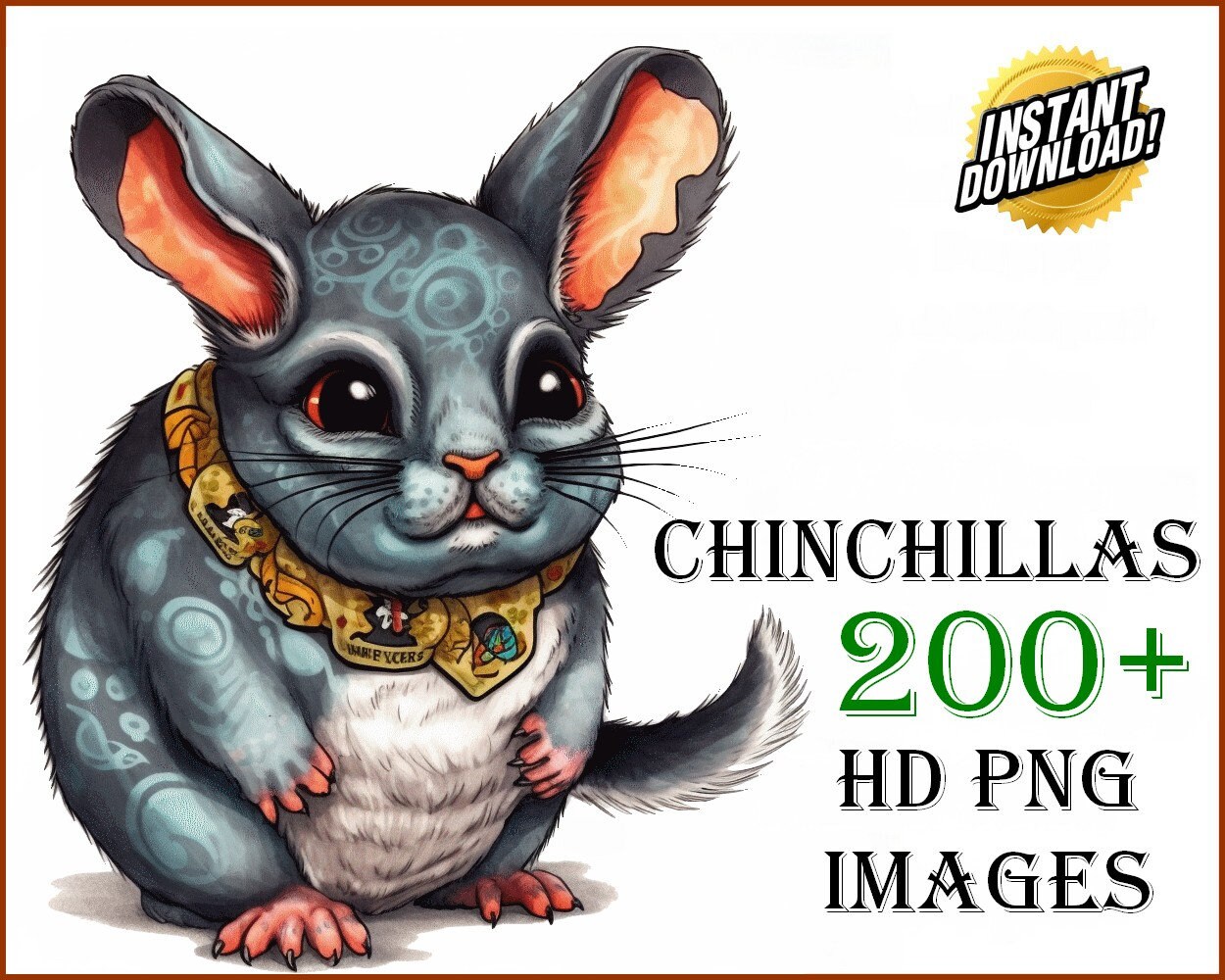 200+ Original Cute Chinchillas Clip Art Designs HD PNG Image Bundle ...