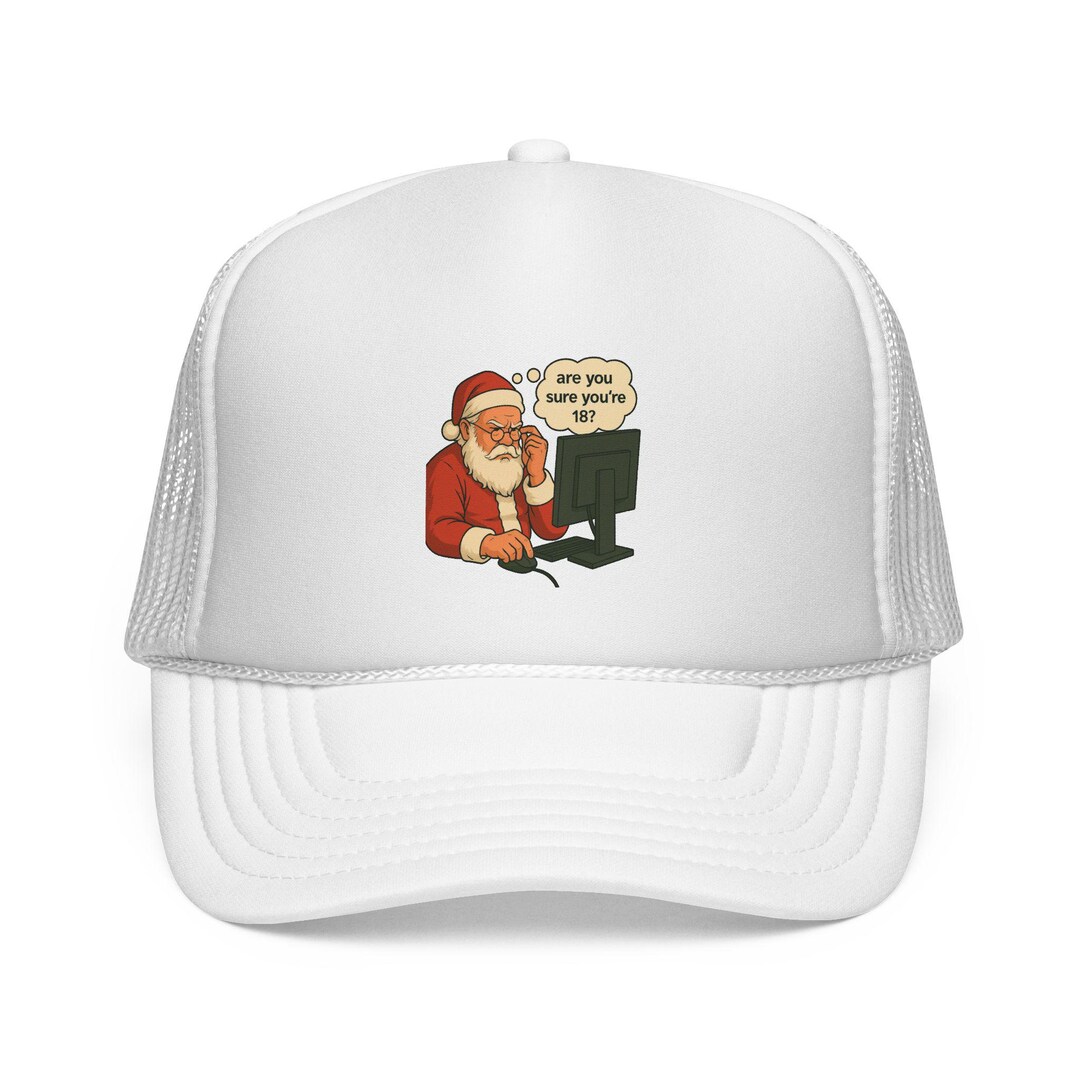 Santa on Computer Trucker Cap | Funny Christmas Holiday Mesh Hat - Etsy