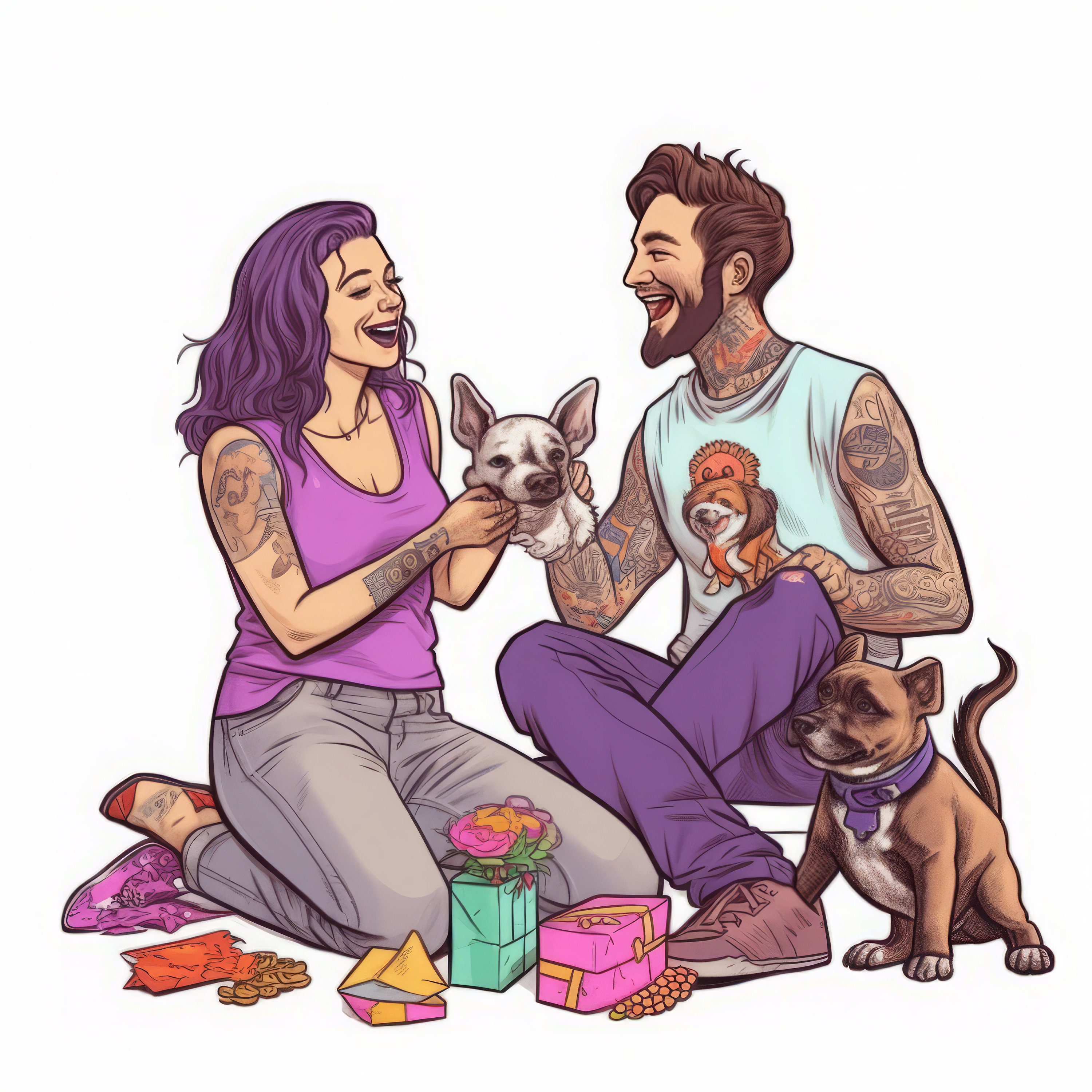 100 Dog Lovers & Owners Clip Art Original Cute Colorful Dogs - Etsy