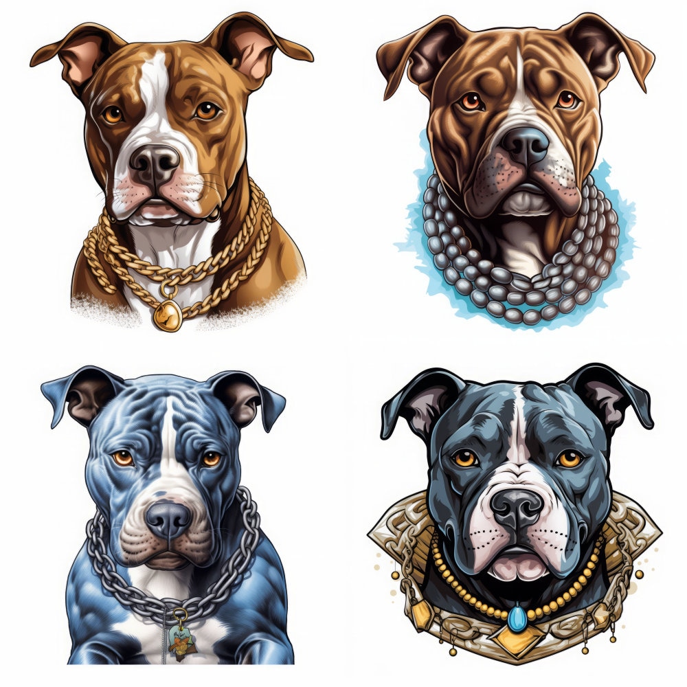 200 Original Cute Colorful Pit Bull Dogs Clip Art Designs HD PNG Image ...