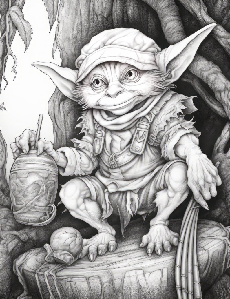 World of Goblins | Premium Coloring Page | Printable Goblin Adult ...