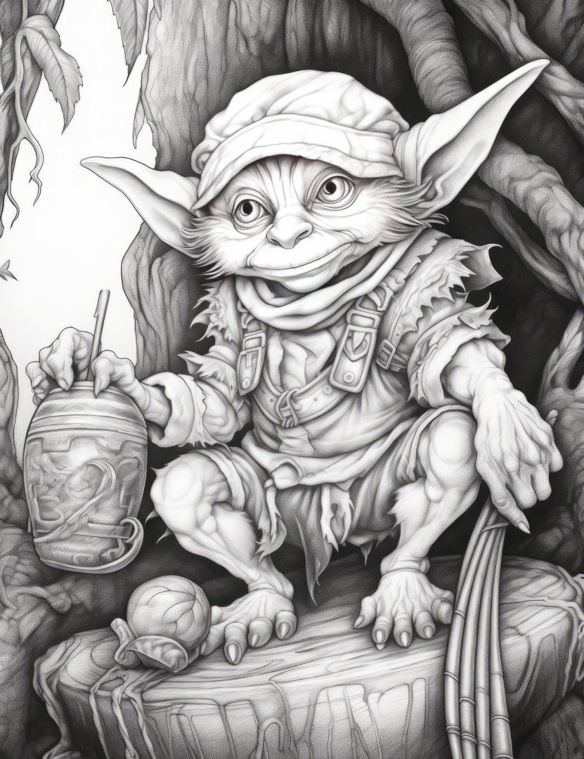 World of Goblins | Premium Coloring Page | Printable Goblin Adult ...
