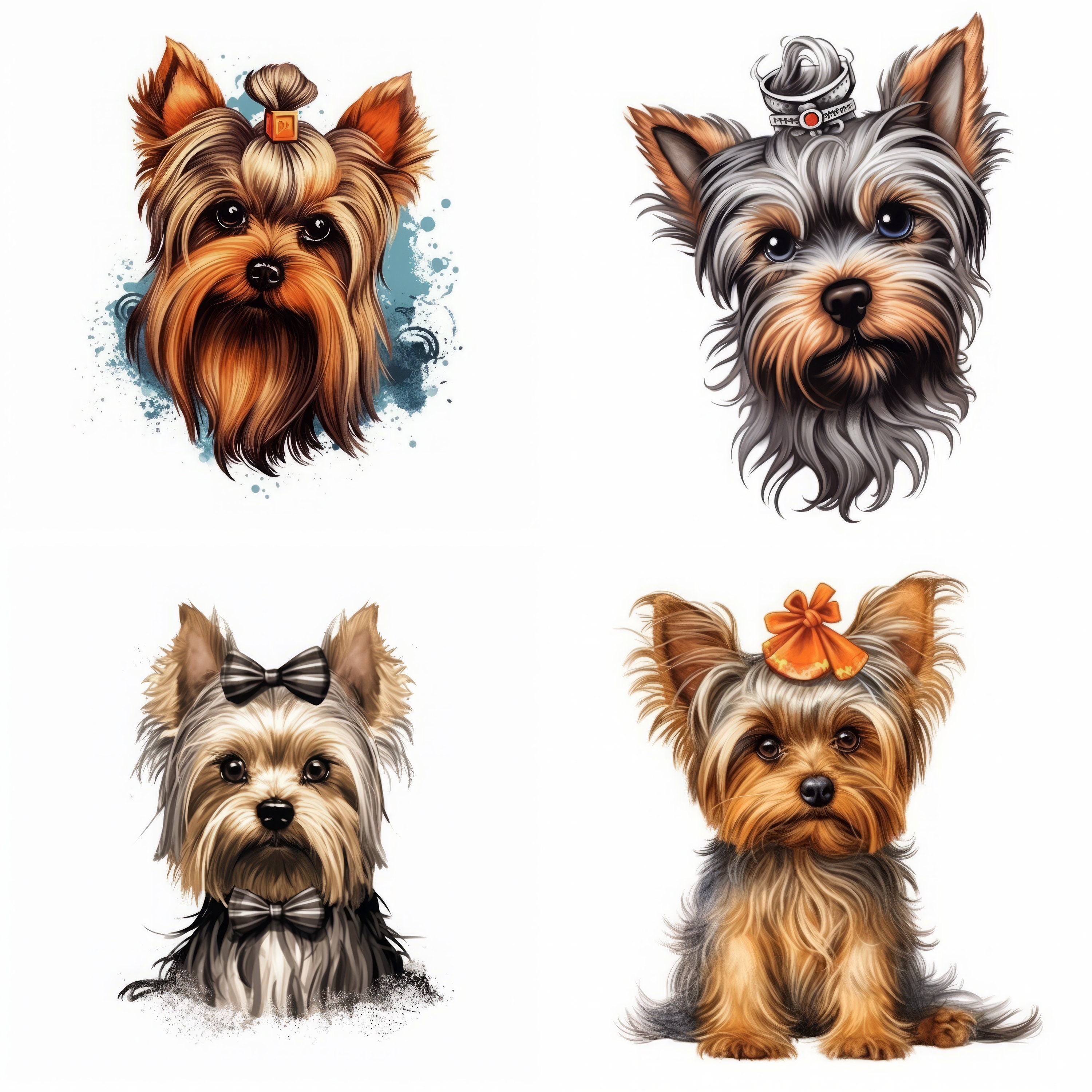 150 Yorkshire Terrier Dog Clip Art Designs in HD PNG Image Bundle, for ...
