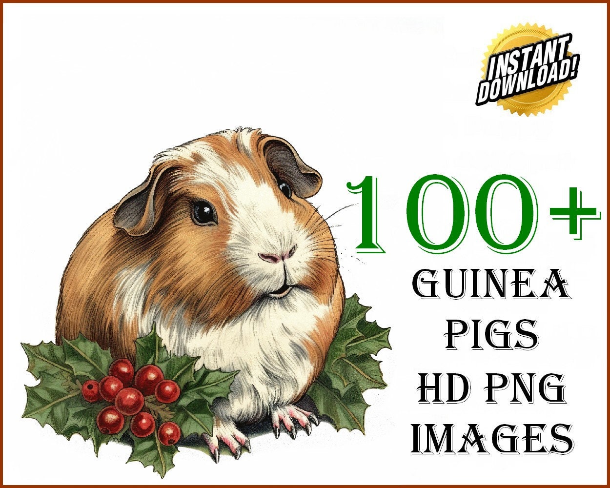 Christmas Guinea Pigs Clip Art Designs HD PNG Image Bundle - for T ...