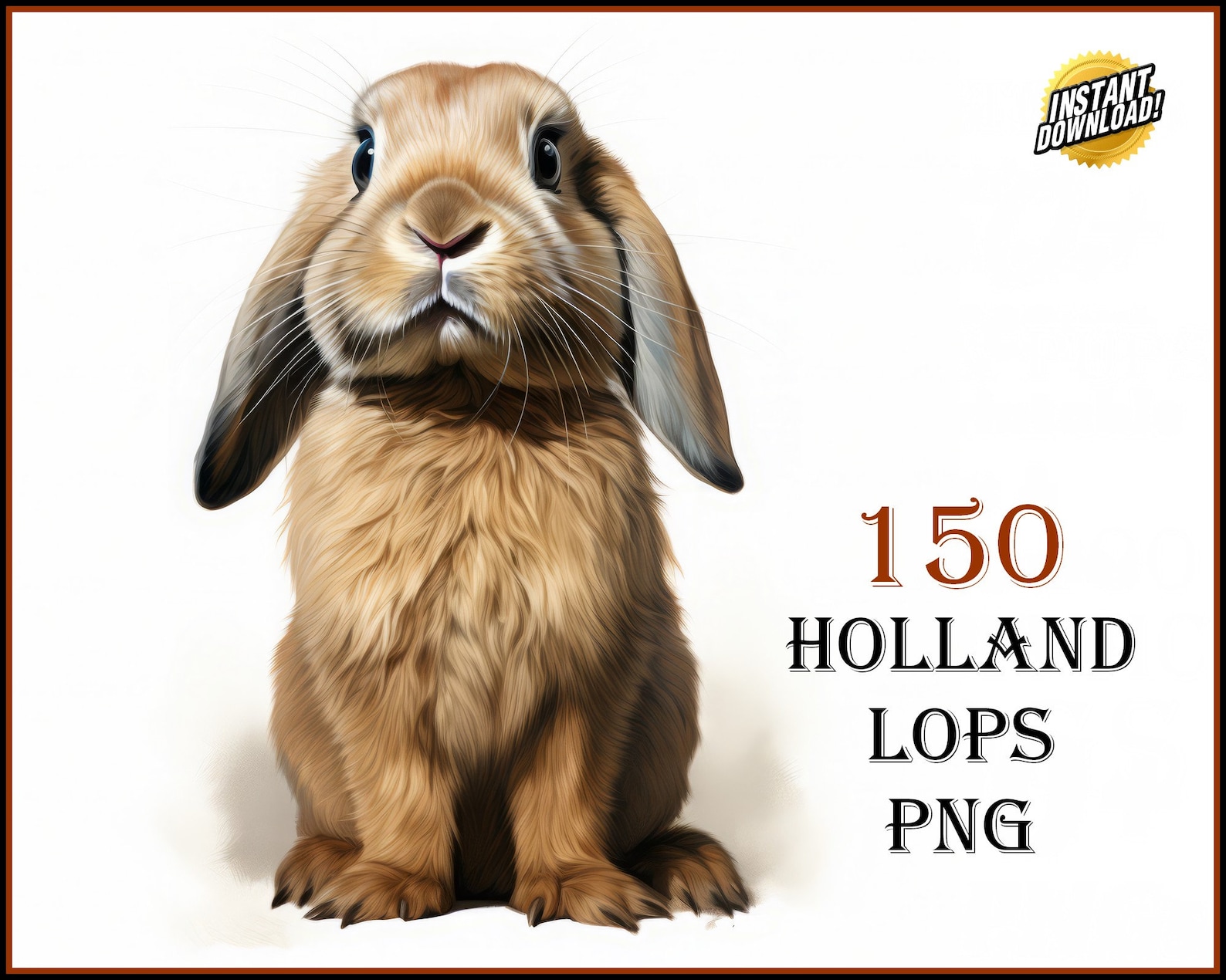 150 Holland Lops Clip Art Designs HD PNG Image Bundle - for T-shirts ...