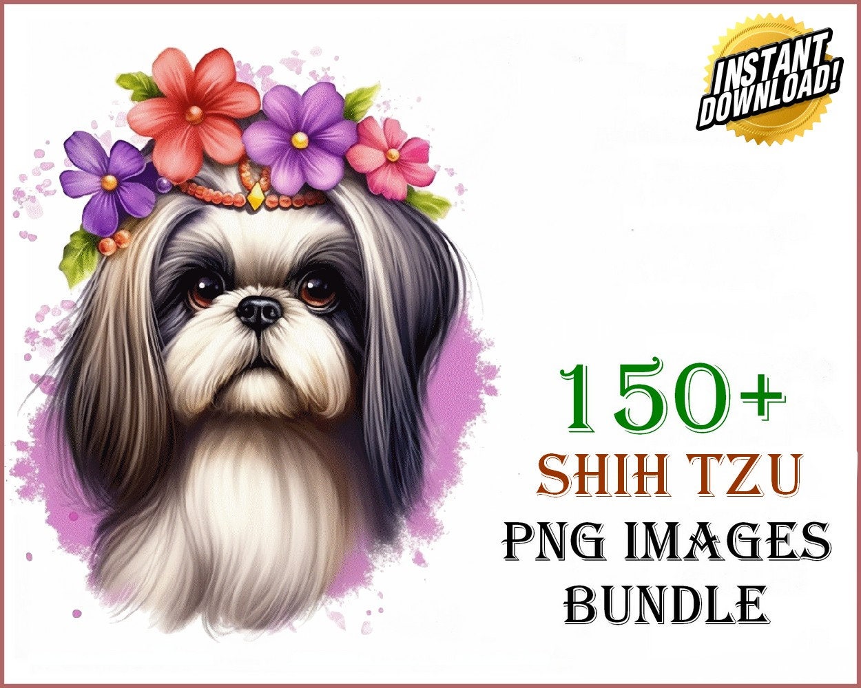 150+ Beautiful Shih Tzu Dog Clip Art Designs in HD PNG Image Bundle ...