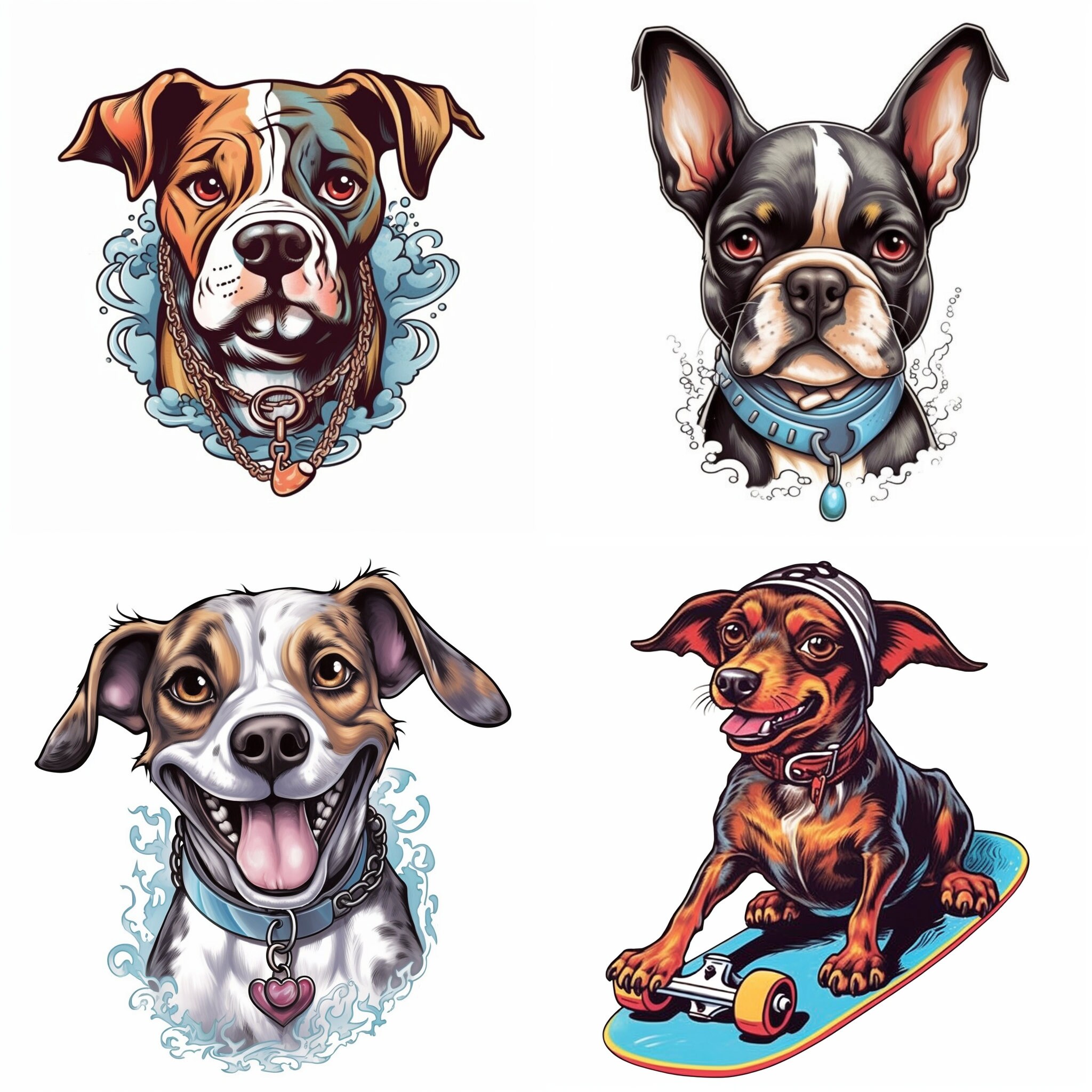 200 Original Cute Colorful Dogs Clip Art Designs HD PNG Image Bundle ...