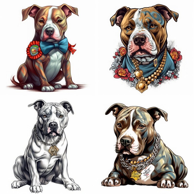 200 Original Cute Colorful Pit Bull Dogs Clip Art Designs HD PNG Image ...
