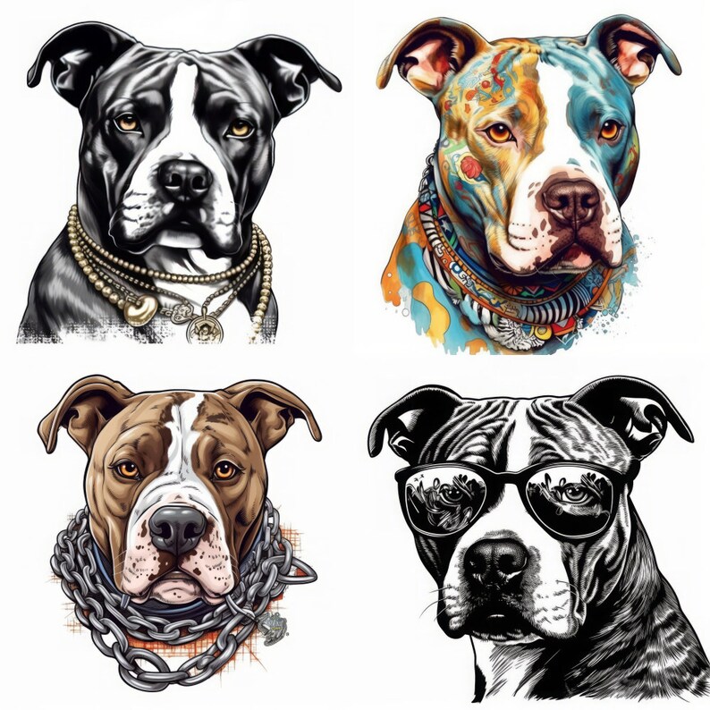 200 Original Cute Colorful Pit Bull Dogs Clip Art Designs HD PNG Image ...