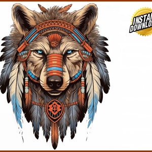 Native American Wolves Clip Art Designs HD PNG Image Bundle - for T ...