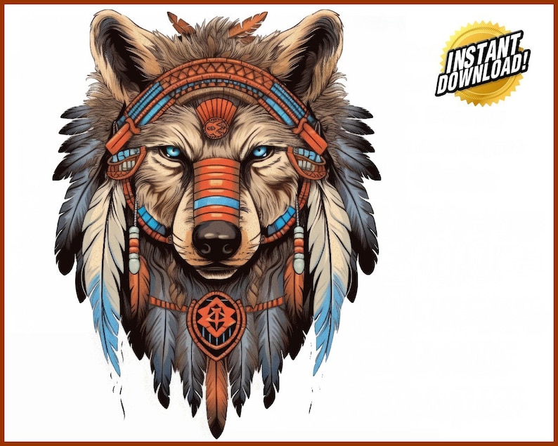 Native American Wolves Clip Art Designs HD PNG Image Bundle - for T ...