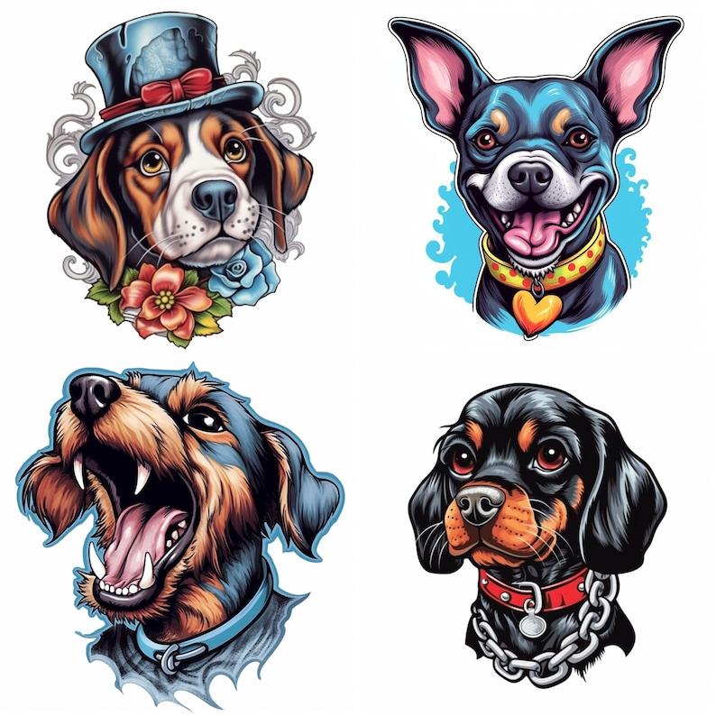 200+ Original Cute Colorful Dogs Clip Art Designs HD PNG Image Bundle ...