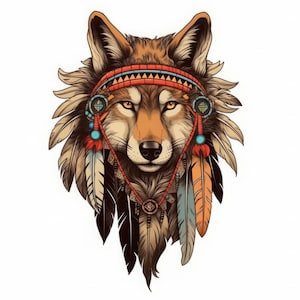 Native American Wolves Clip Art Designs HD PNG Image Bundle - for T-shirts, Branding, Tattoos ...
