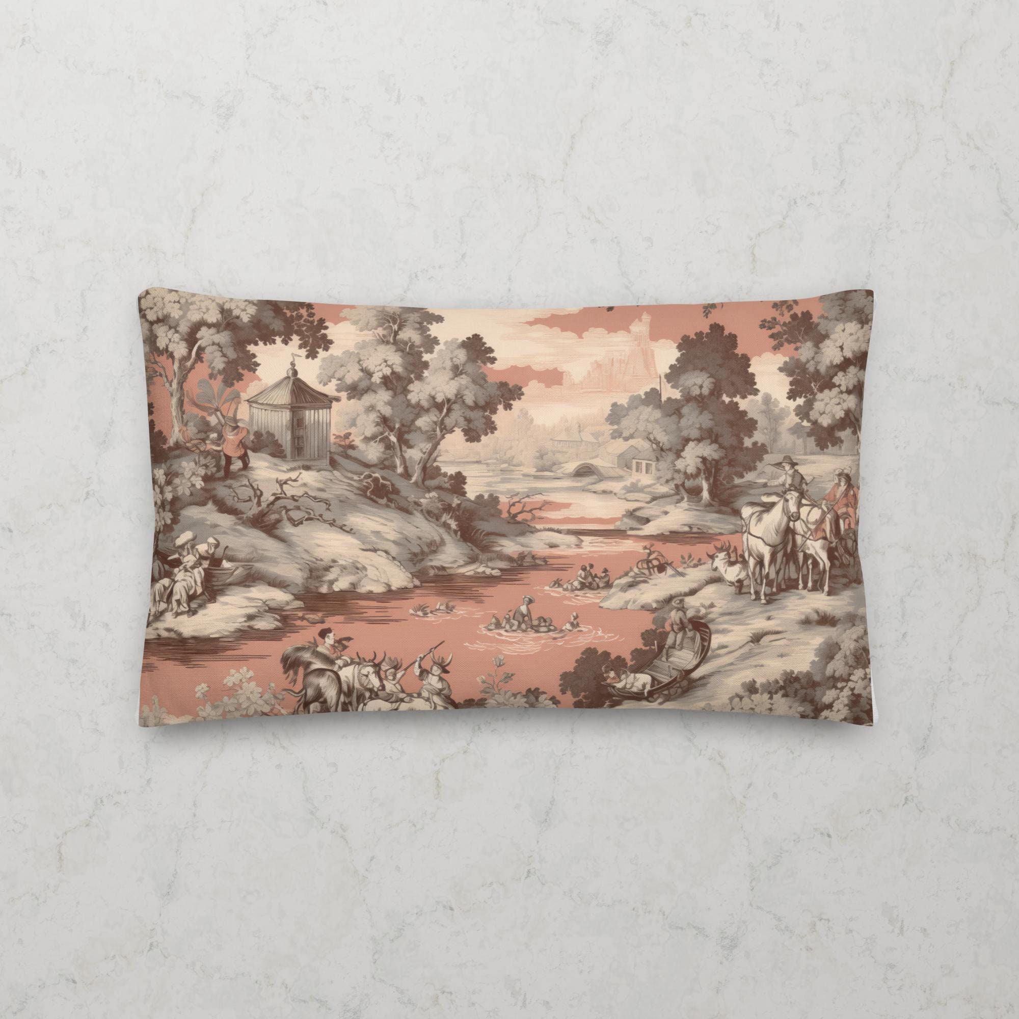 Pink Toile De Jouy Pattern Premium Throw Pillow by French Designer ...
