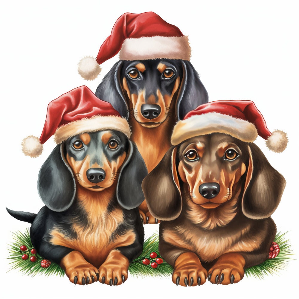 Dachshund Images | Christmas Dogs PNG Bundle. | Instant Digital ...
