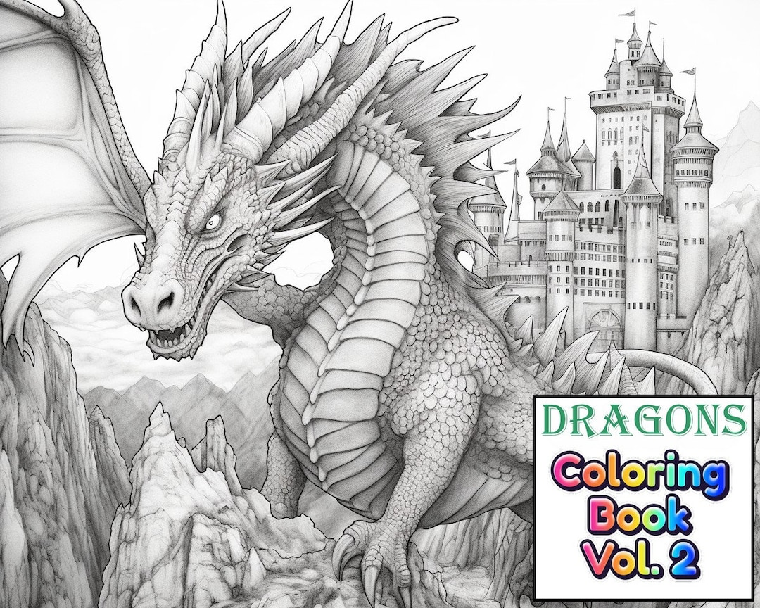 World of Dragons | Premium Coloring Page | Printable Dragon Adult ...