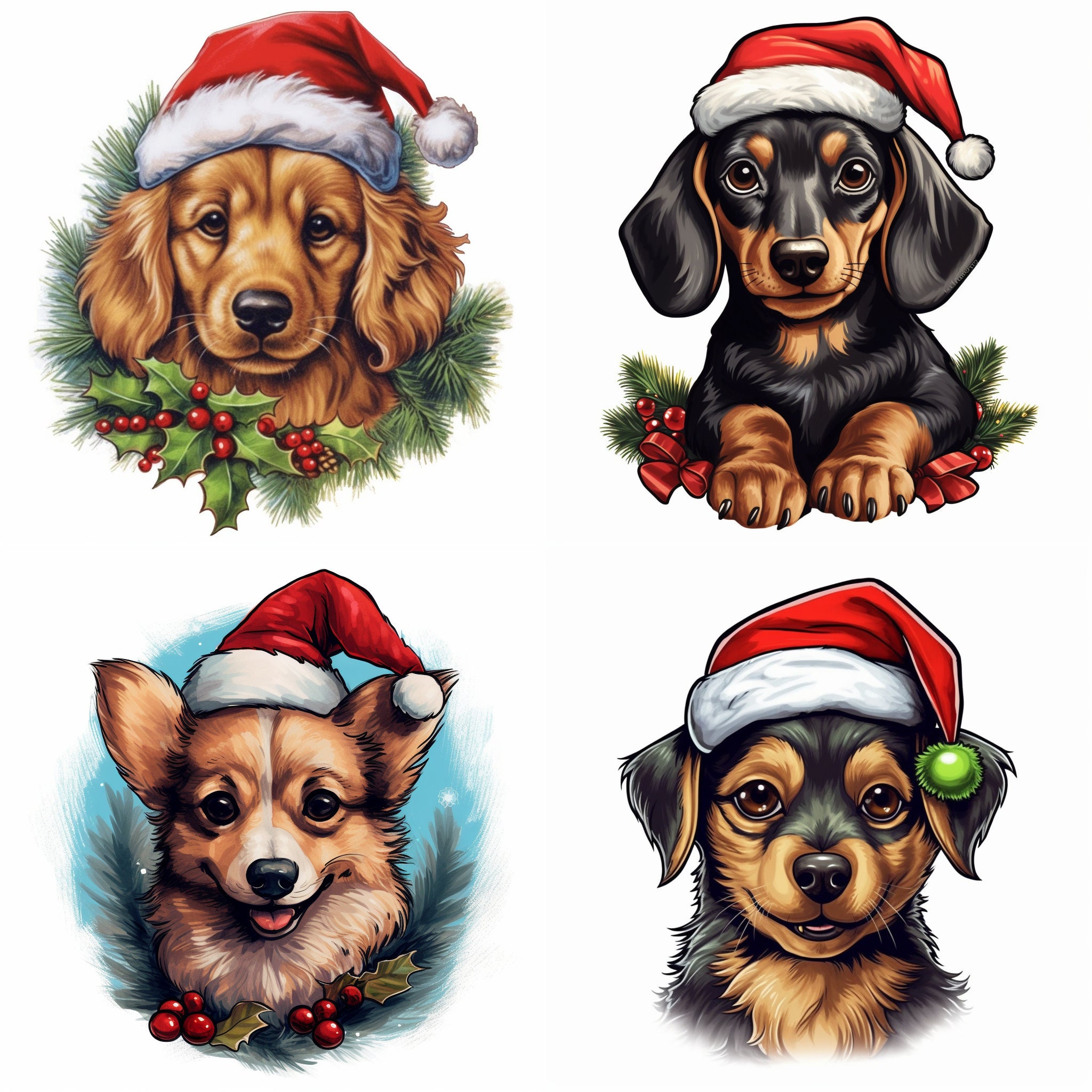 200 Christmas Dogs PNG Bundle. Instant Digital Download HD Clip Art ...