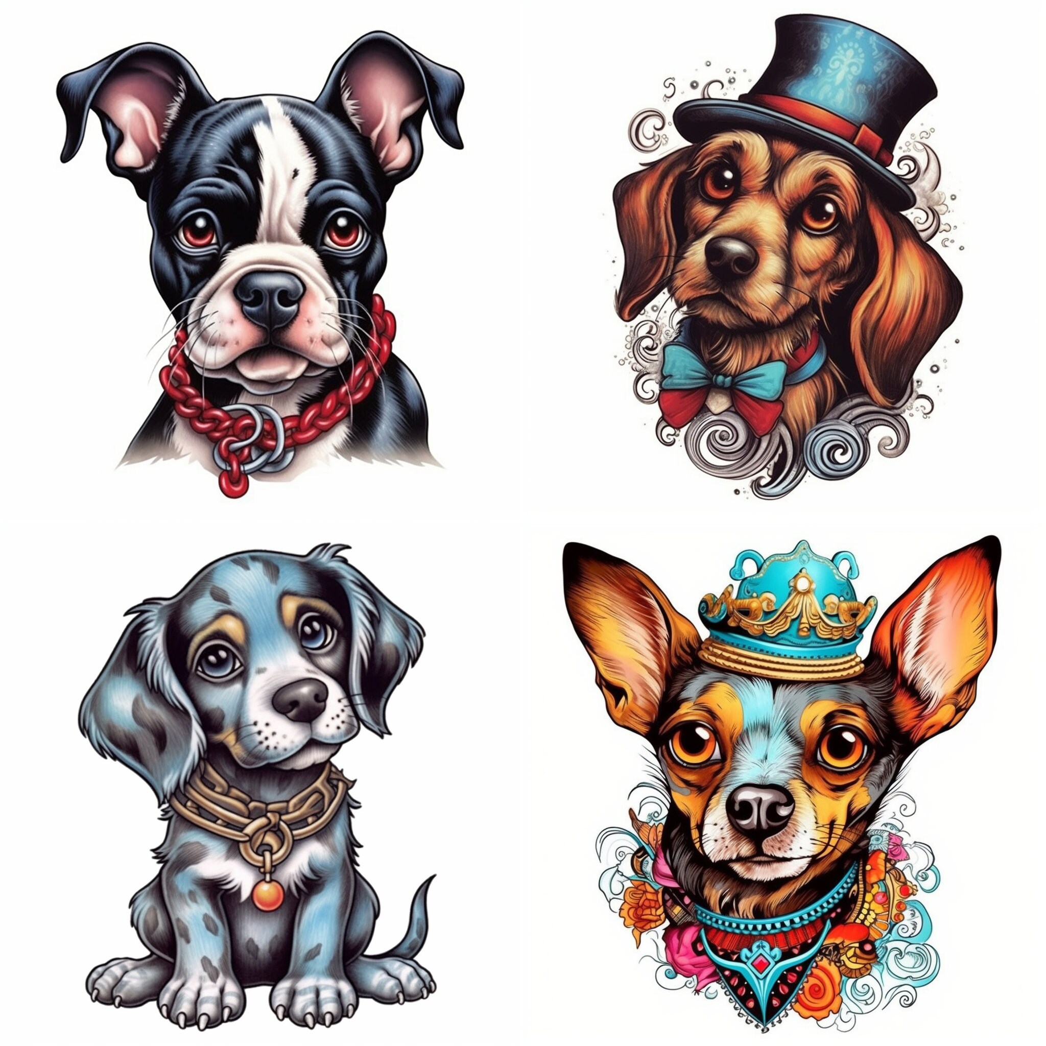 200 Original Cute Colorful Dogs Clip Art Designs HD PNG Image Bundle ...
