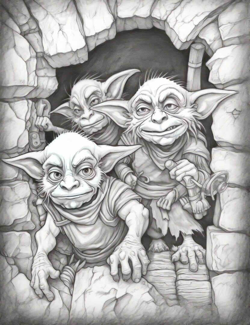 World of Goblins | Premium Coloring Page | Printable Goblin Adult ...