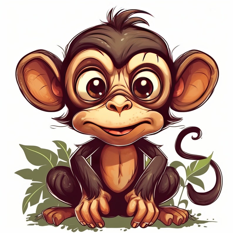 200 Original Colorful Monkeys Clip Art Designs HD PNG Image Bundle T ...