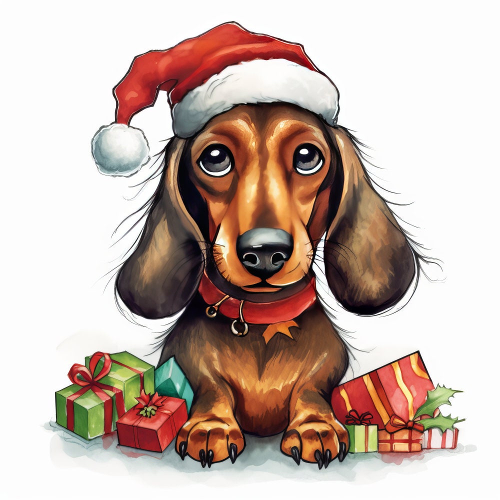 Dachshund Images | Christmas Dogs PNG Bundle. | Instant Digital ...