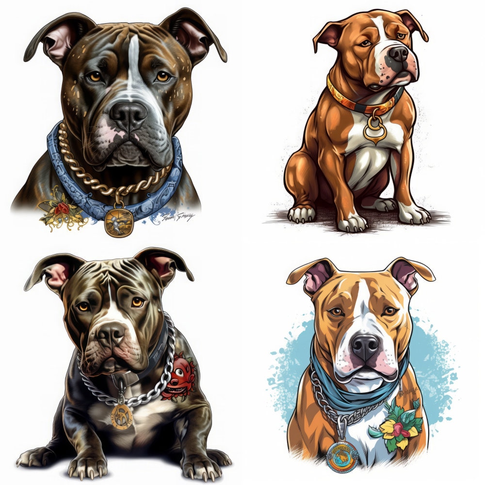 200 Original Cute Colorful Pit Bull Dogs Clip Art Designs HD PNG Image ...
