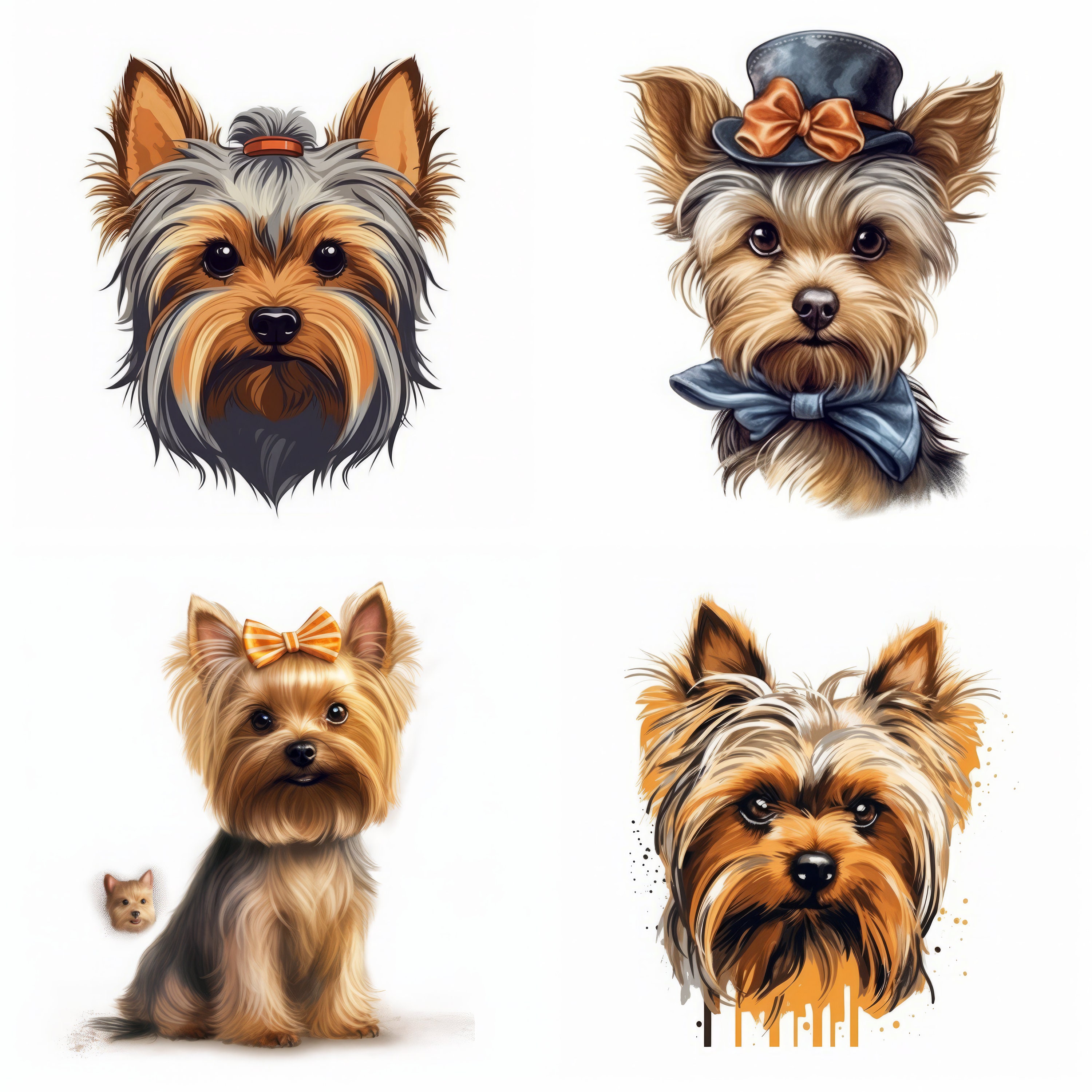 150 Yorkshire Terrier Dog Clip Art Designs in HD PNG Image Bundle, for ...