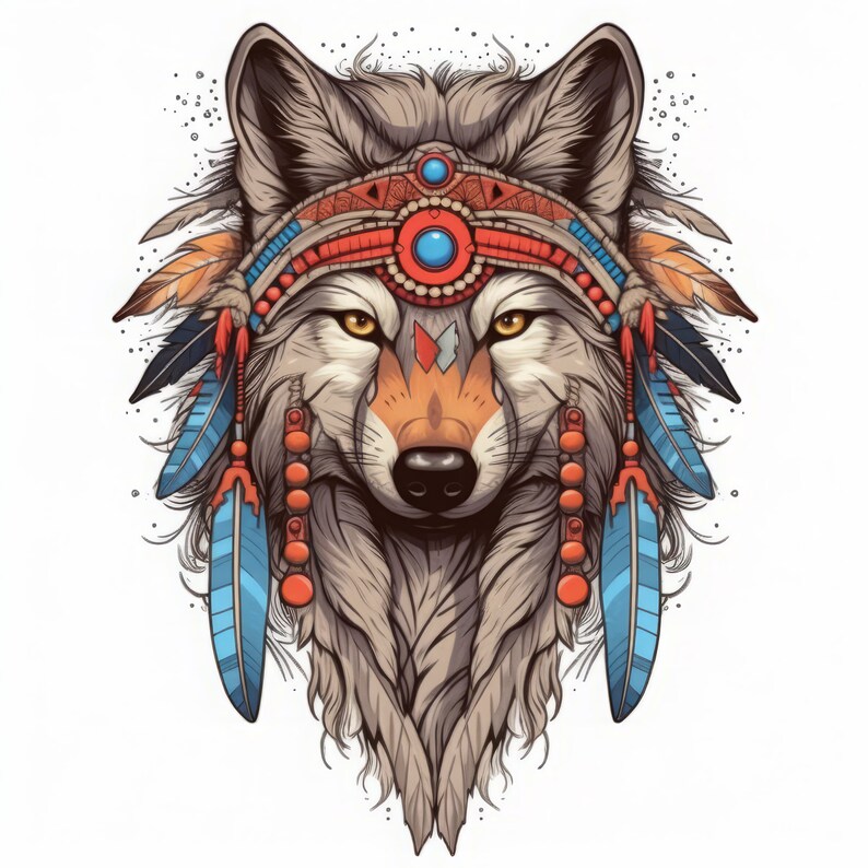 Native American Wolves Clip Art Designs HD PNG Image Bundle - for T ...