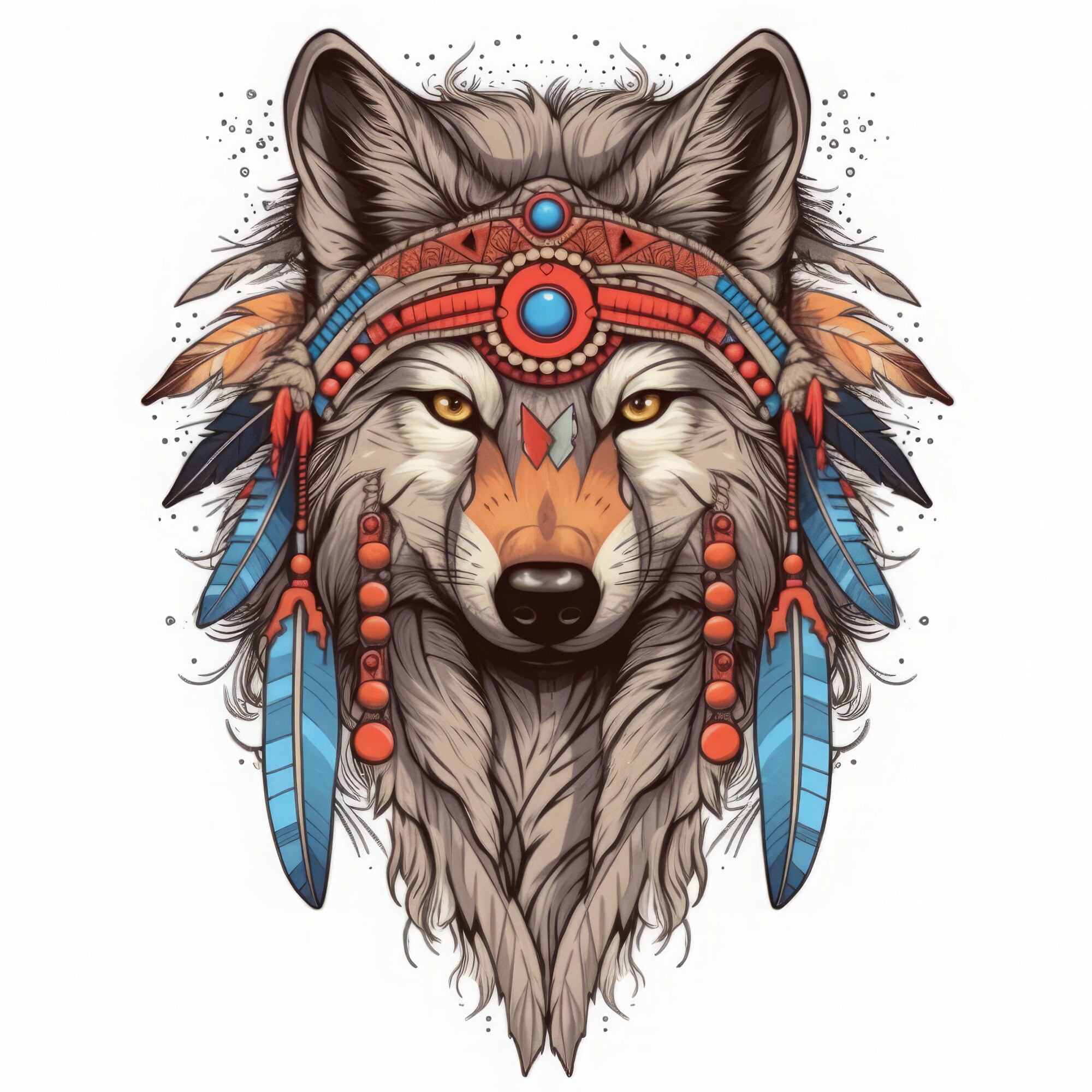 Native American Wolves Clip Art Designs HD PNG Image Bundle for T ...