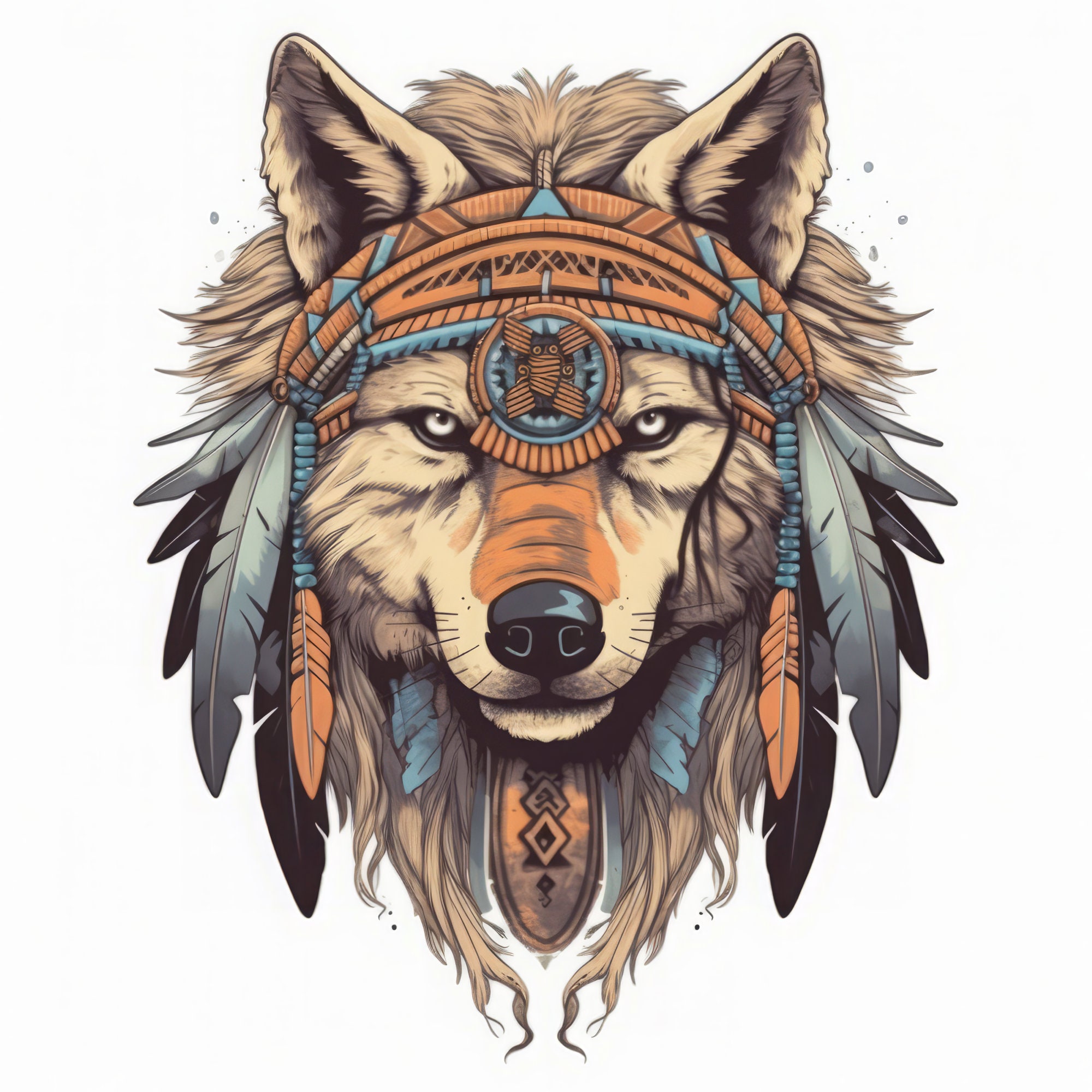 Native American Wolves Clip Art Designs HD PNG Image Bundle - for T ...