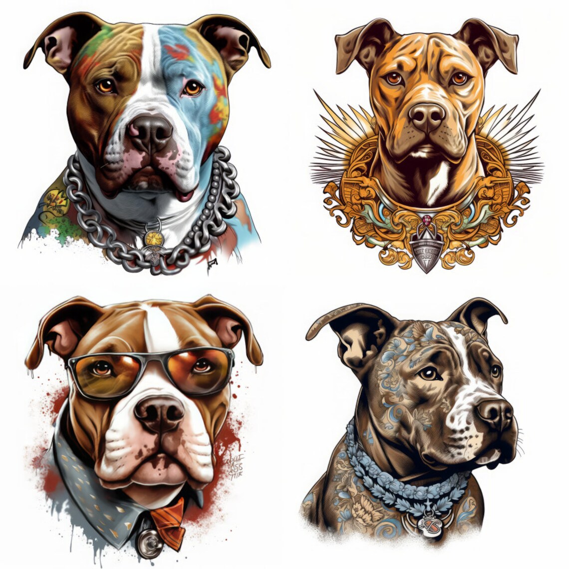 200 Original Cute Colorful Pit Bull Dogs Clip Art Designs HD PNG Image ...