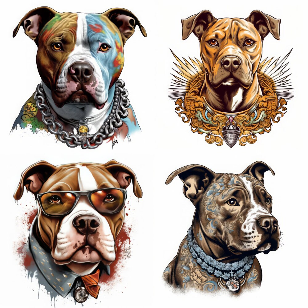 200 Original Cute Colorful Pit Bull Dogs Clip Art Designs HD PNG Image ...
