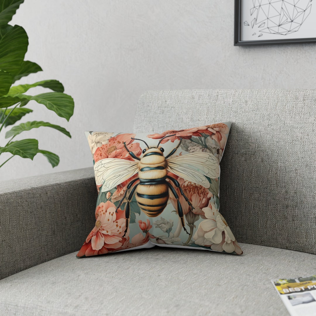 Honeybee Vegan Nature Design Printed Broadcloth Pillow by Pillows ...
