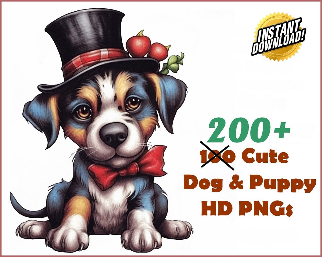 200 Original Cute Colorful Dogs Clip Art Designs HD PNG Image Bundle ...