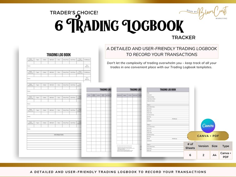 Editable Trading Journal Log Book Canva Template for Tracking - Etsy