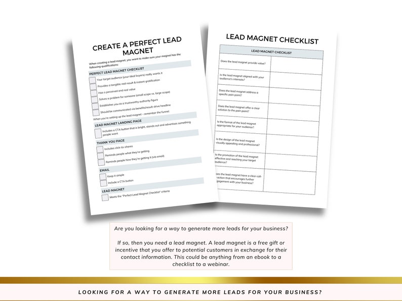 8 Lead Magnet Worksheet & Checklist- Create a Compelling Offer for Your ...