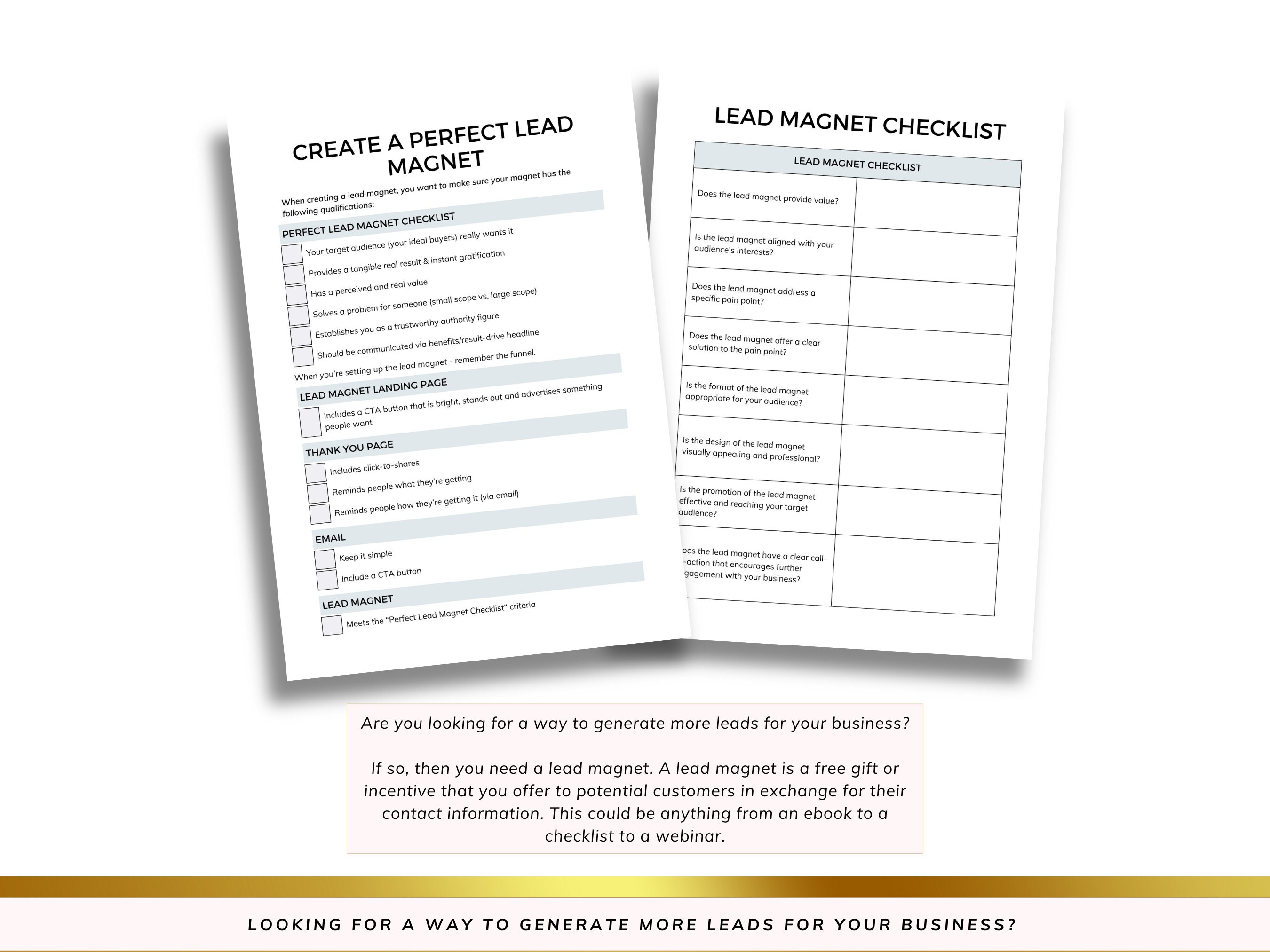 8 Lead Magnet Worksheet & Checklist- Create a Compelling Offer for Your ...