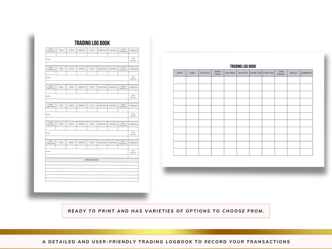 Editable Trading Journal Log Book Canva Template for Tracking and ...
